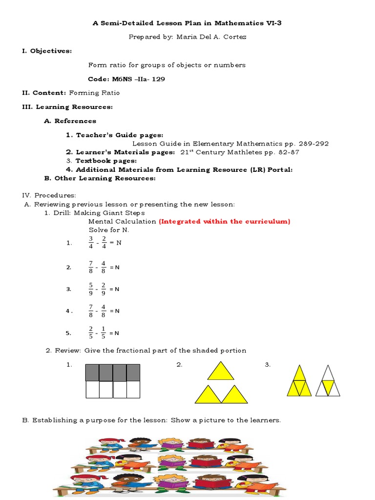 Lesson Plan MATH Q2 COT | PDF | Ratio | Lesson Plan