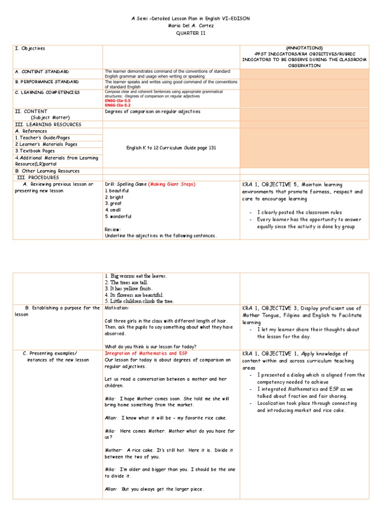 English COT 2nd ANNOTATION | PDF | Learning | English Language