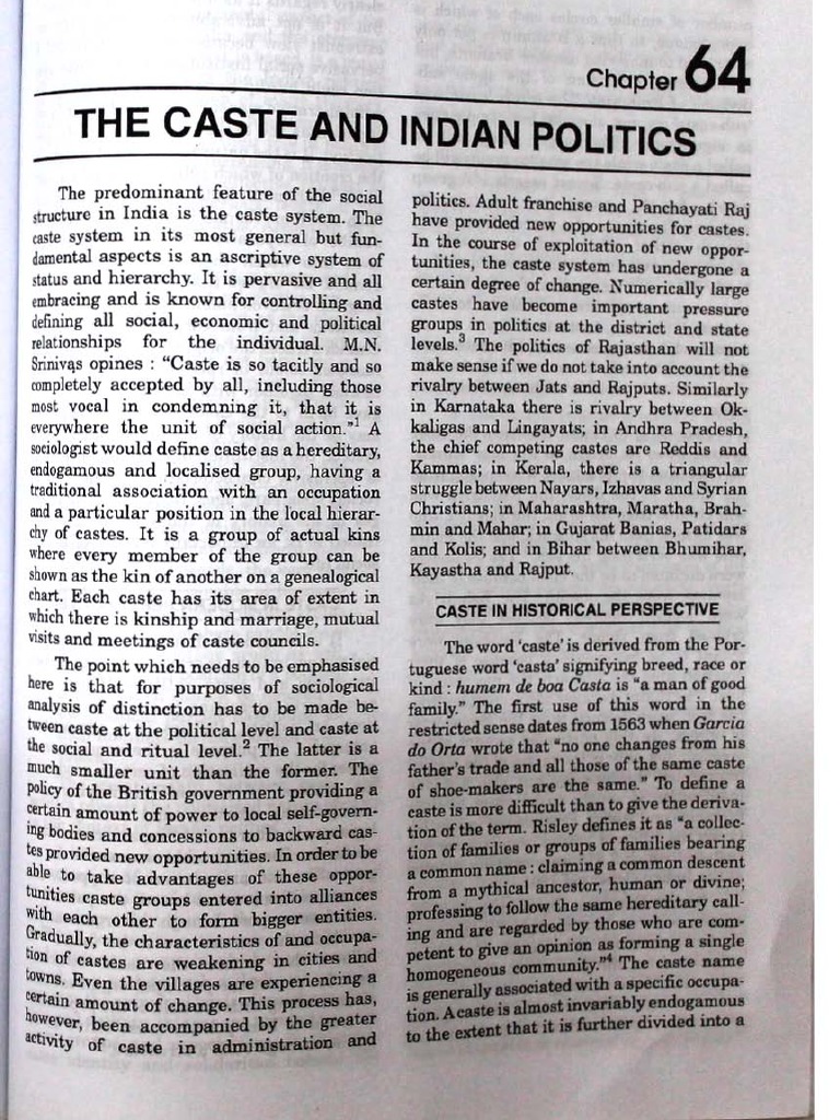 The Caste and Indian Politics | PDF