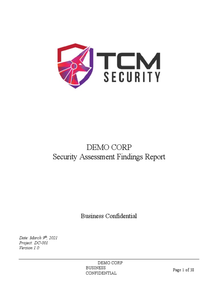 TCMS - Demo Corp - Findings Report - Example 2 | PDF | Vulnerability (Computing) | Password