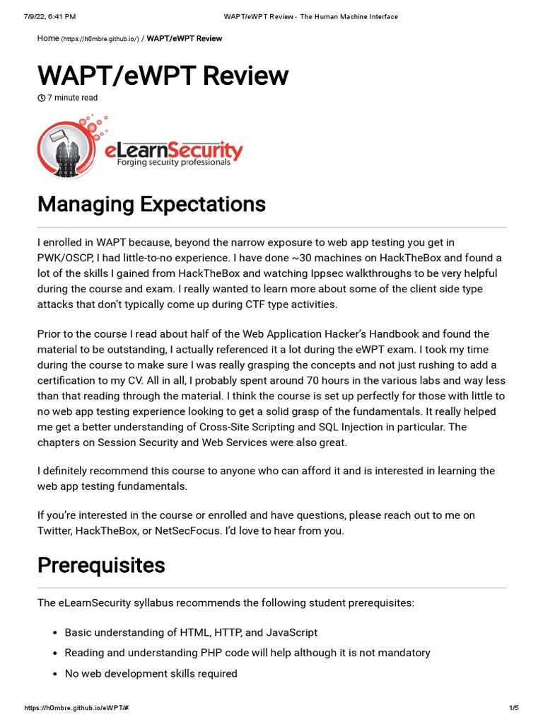 eWPT Review - The Human Machine Interface | PDF | Penetration Test ...