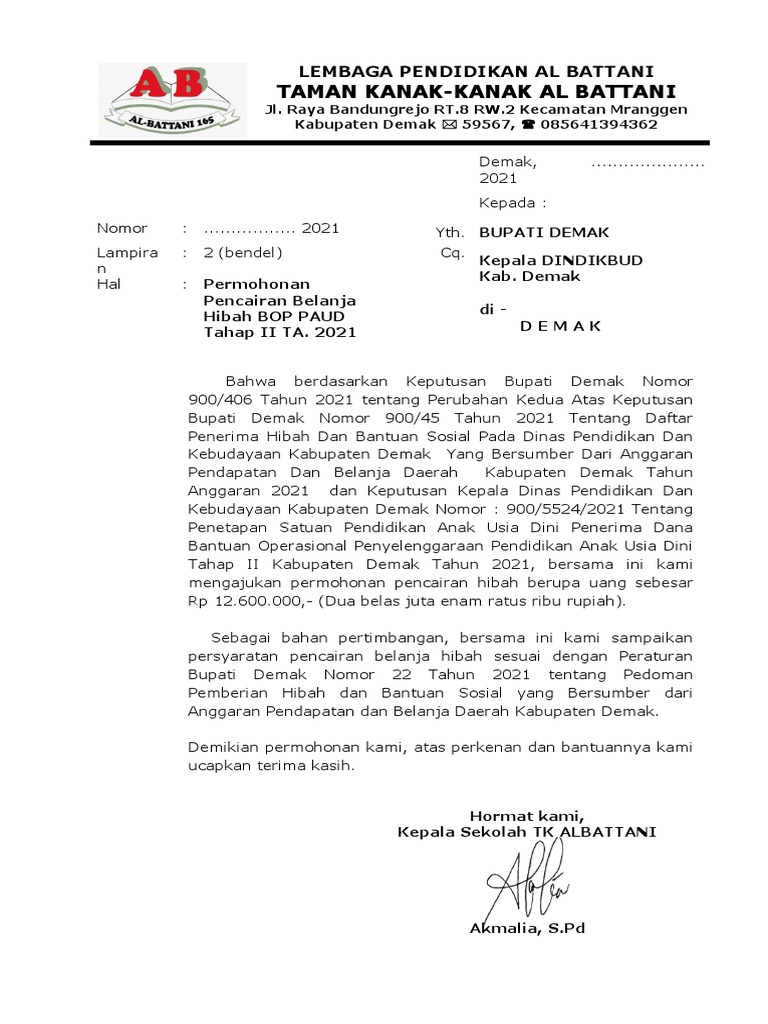 Format Bop Paud Tahap Ii TK | PDF