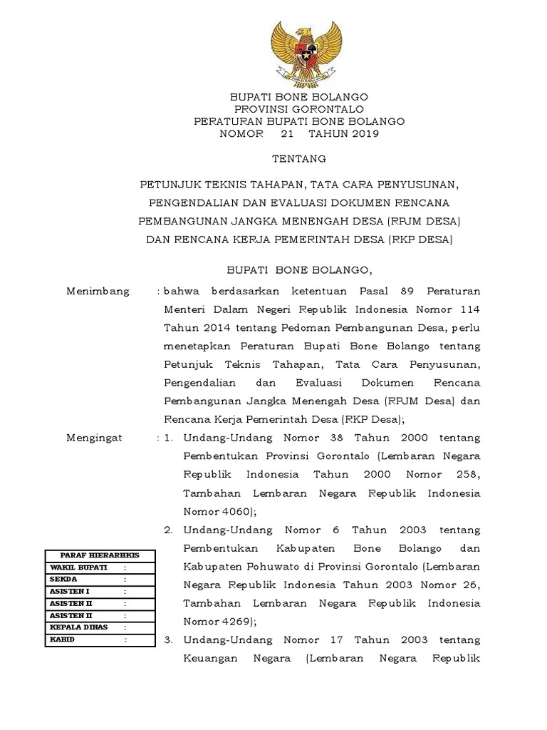 Perbub No.21.RPJMDes&RKPDes | PDF