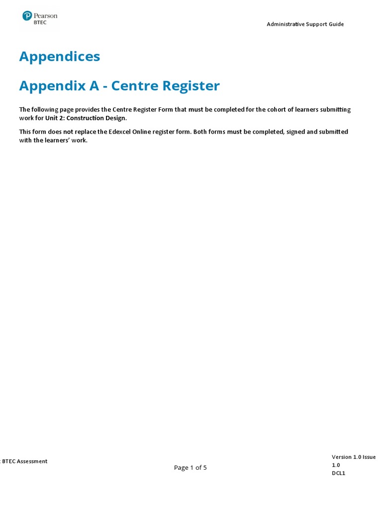 Appendices Appendix A - Centre Register: Administrative Support Guide | PDF