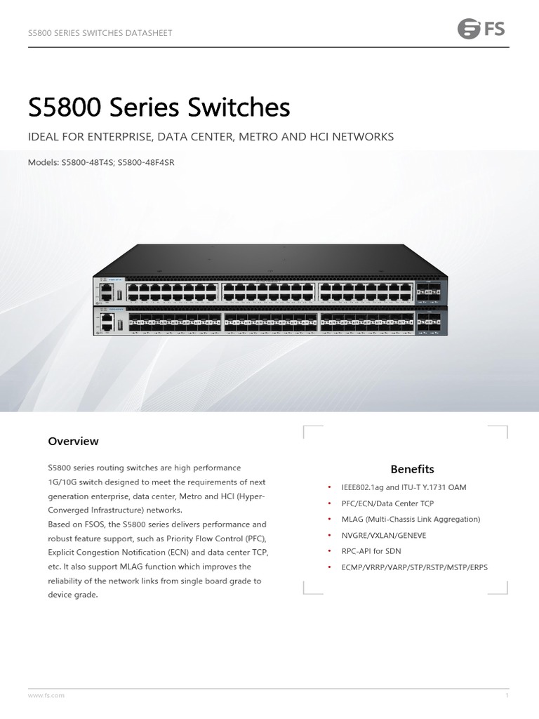 S5800 Series Switches: Ideal For Enterprise, Data Center, Metro and Hci ...