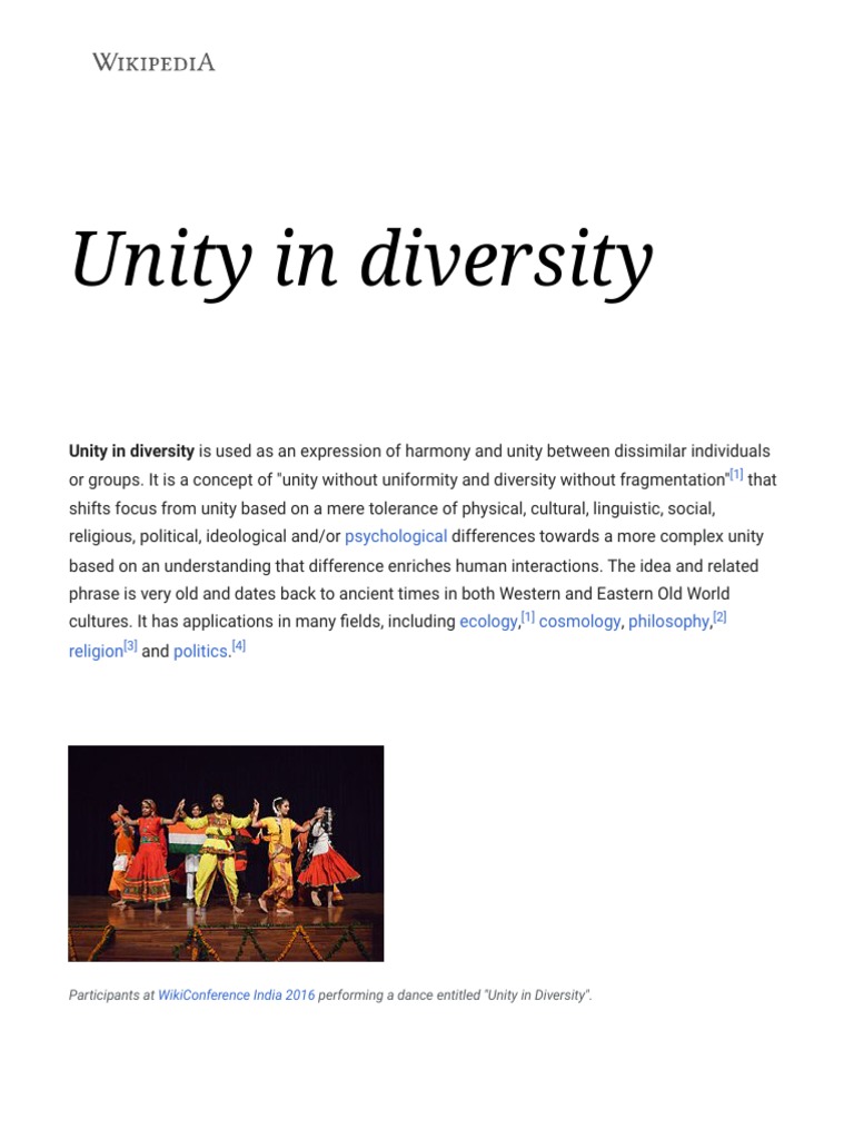 Unity in Diversity - Wikipedia | PDF
