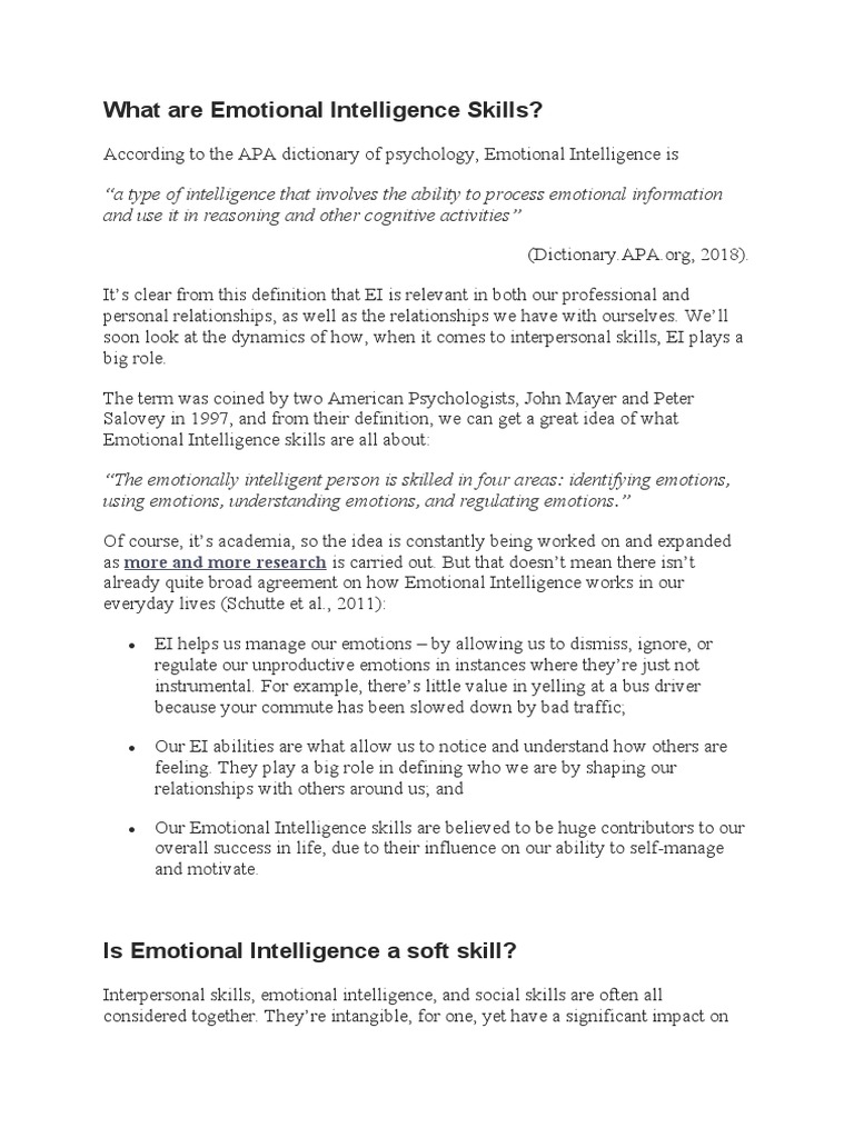 Understanding Emotional Intelligence: A Comprehensive Review of Major ...