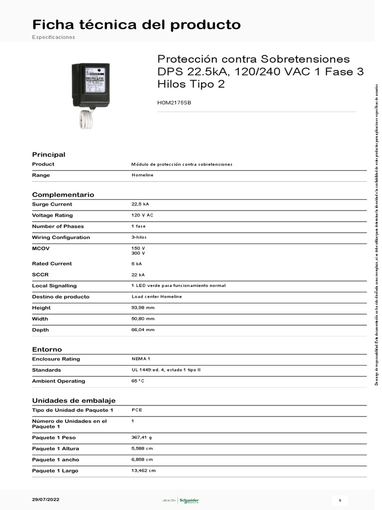 Homeline HOM2175SB Surgebreaker Dispositivo de Protección Contra ...