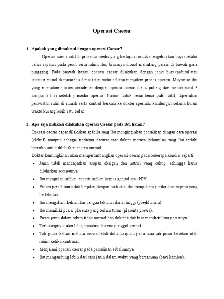 Nyeri Bekas Operasi Caesar 3 Tahun Pasca Melahirkan | PDF