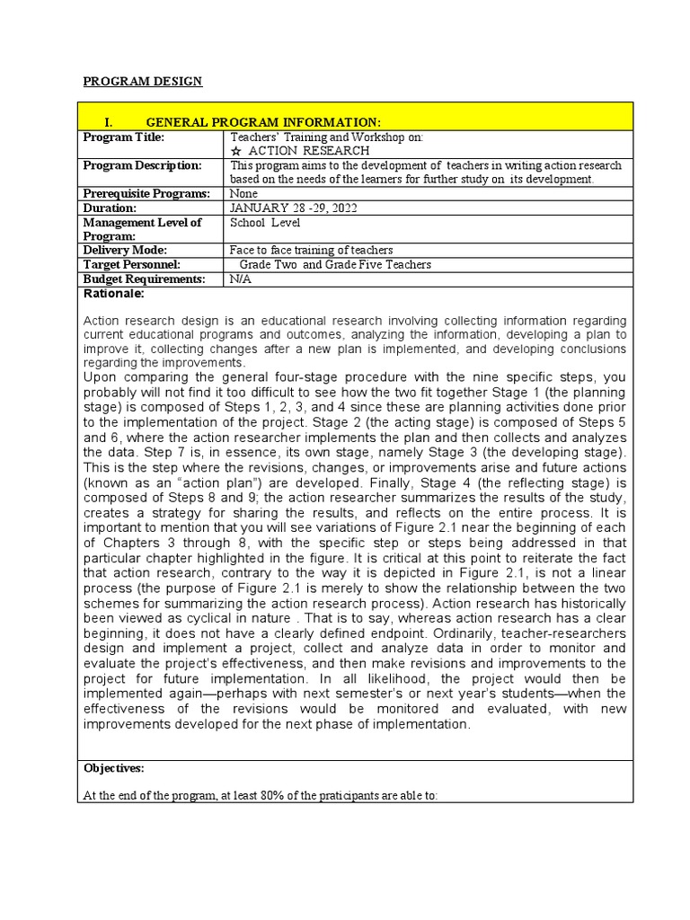 Program-Design-Action Research | PDF | Action Research | Learning