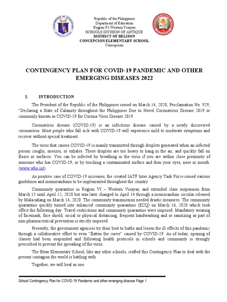 COVID-19 Contingency Plan for Schools | PDF | Emergency Management ...