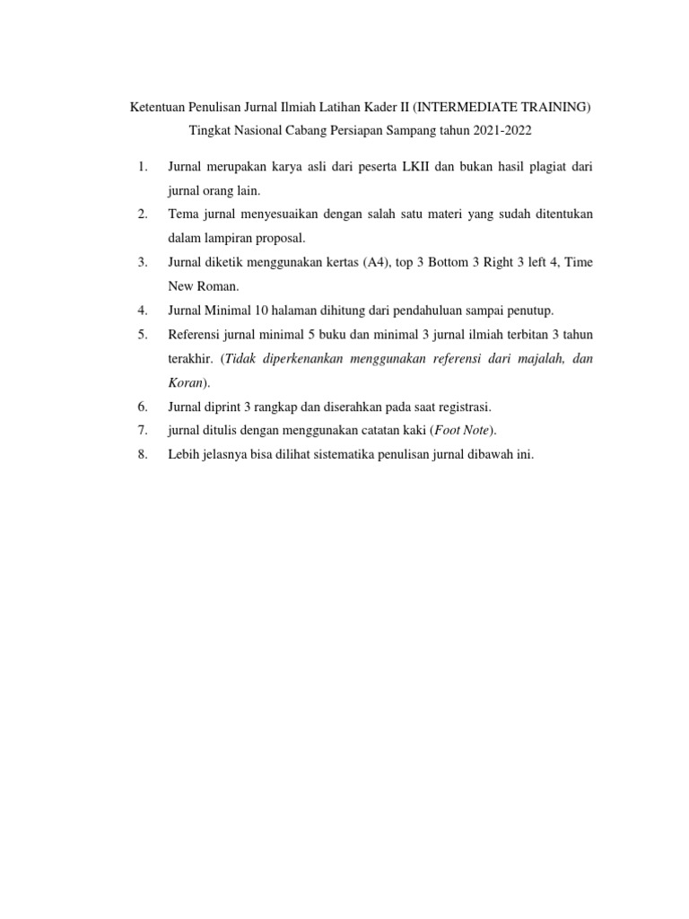 Sistematika Penulisan Jurnal LK2 Sampang | PDF