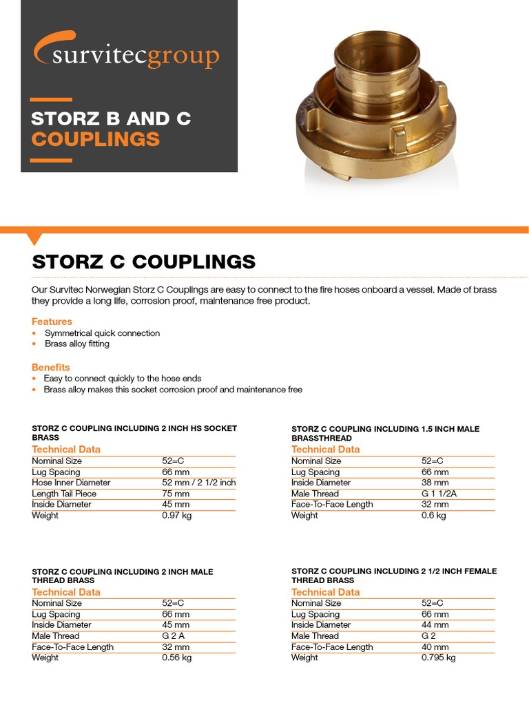 Couplings: Storz B and C | PDF | Brass | Equipment
