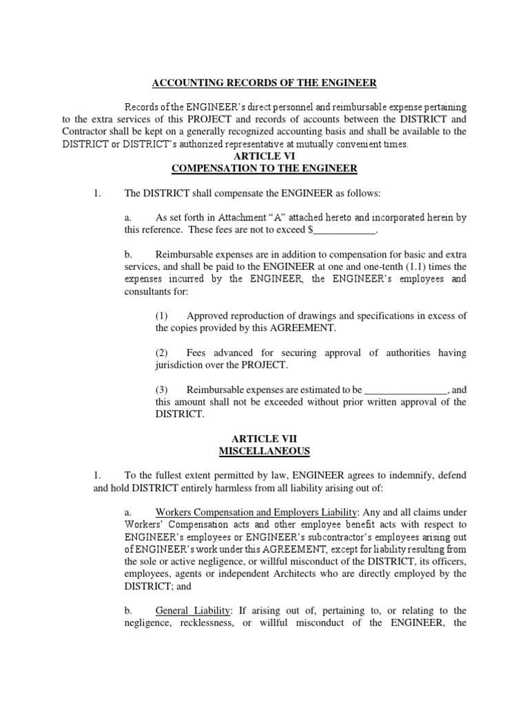 Accounting Records of The Engineer | PDF | Legal Liability | Indemnity