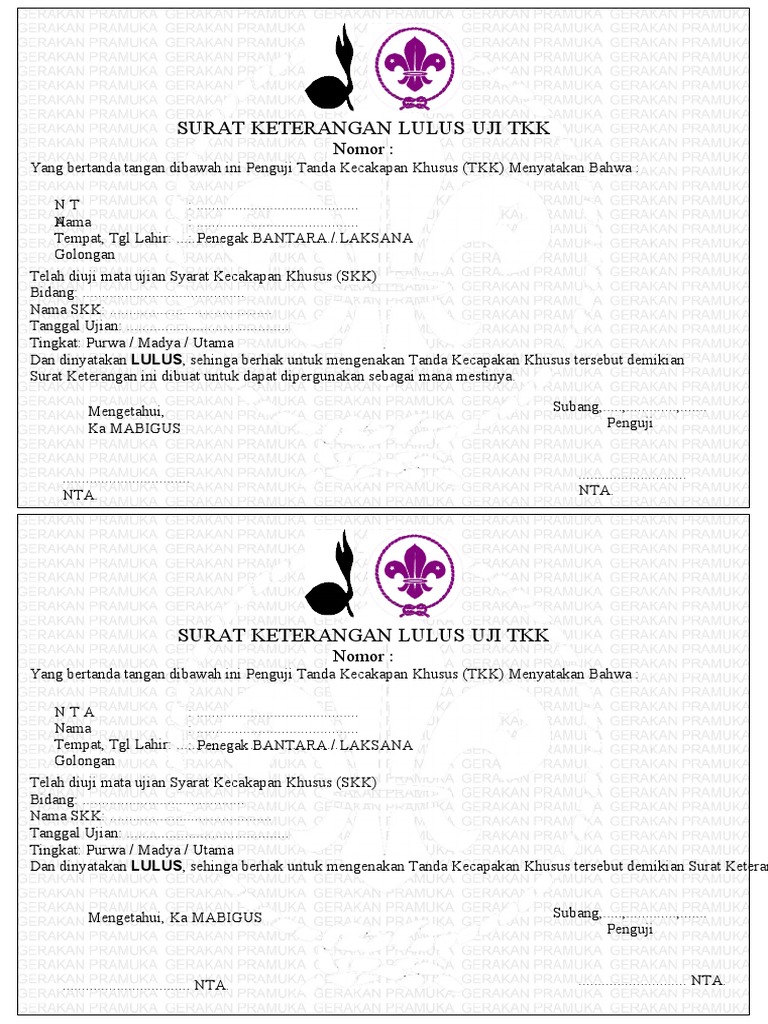 8 - 091001 Surat Keterangan SKK | PDF