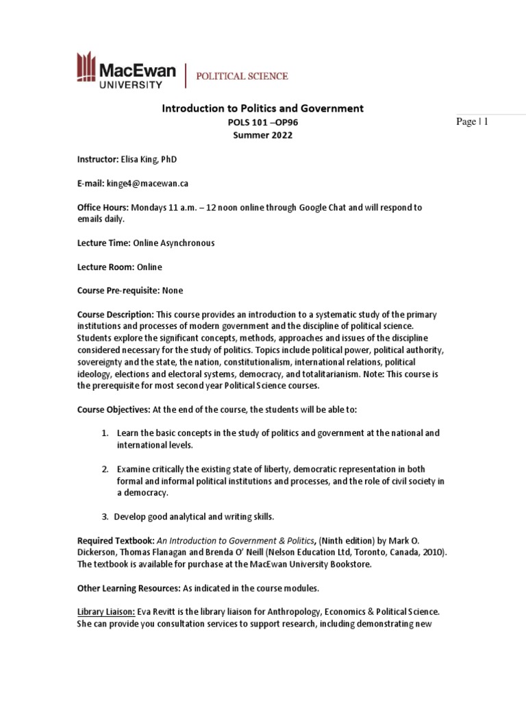 POLS 101 (OP96) Summer2022(1) | PDF | Test (Assessment) | Academic ...