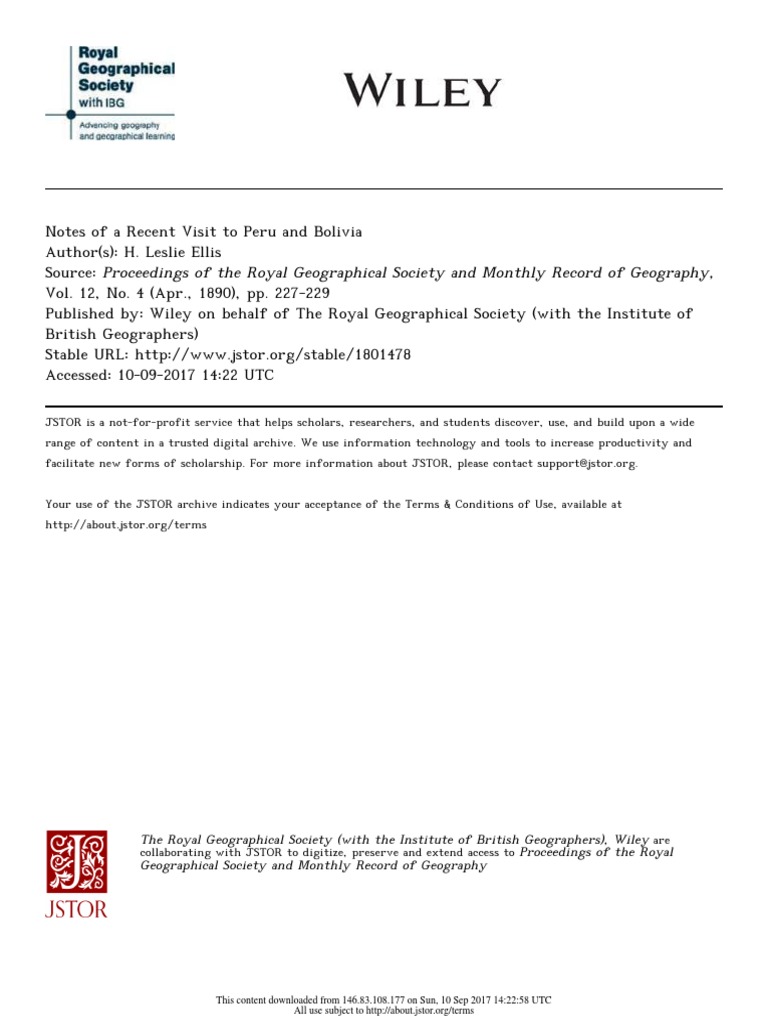 Ellis, Leslie - Notes of A Recent Visit To Peru and Bolivia | PDF ...