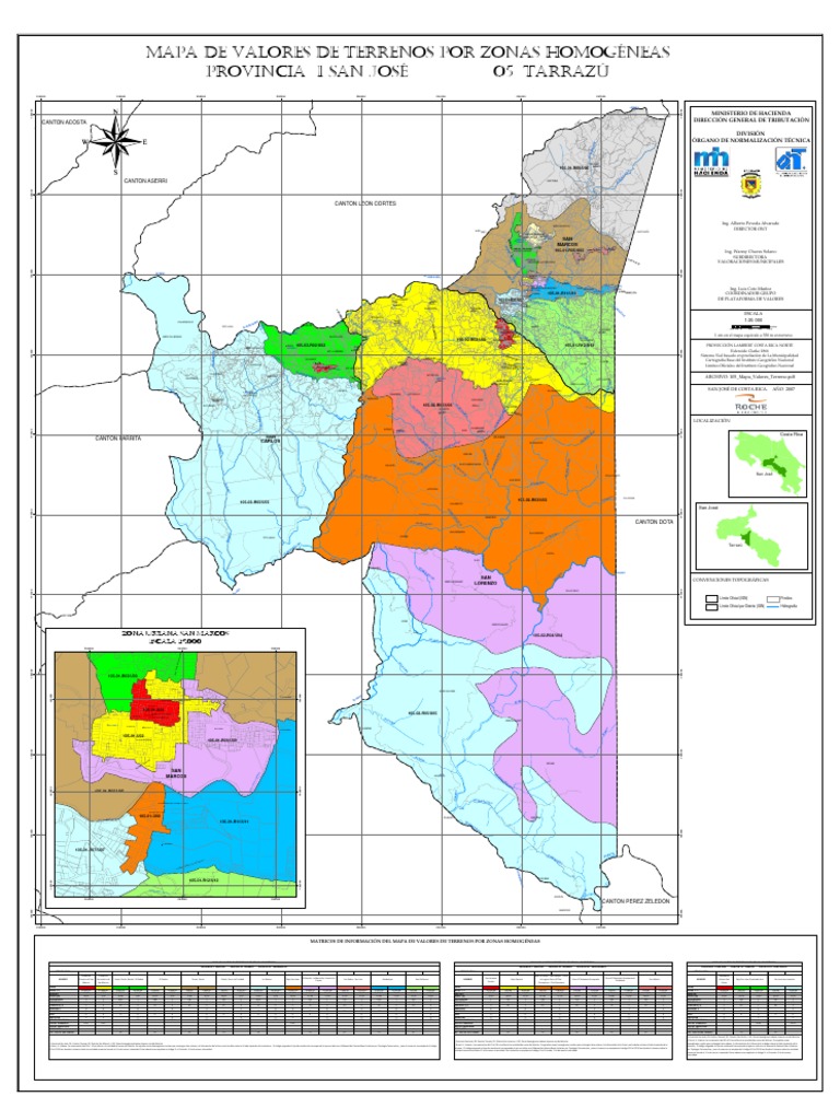 105 - Mapa - Valores - Terreno - Distritos 01 A 03 (Cantón Tarrazú) | PDF