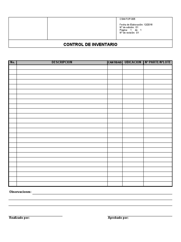 Formato Cont - Inventario | PDF