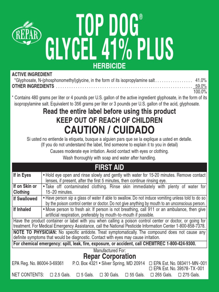 Top Dog Glycel Label | PDF | Herbicide | Waste Management