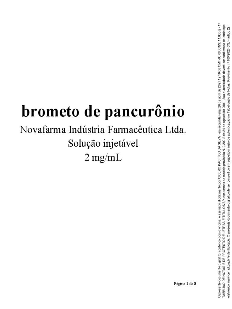 D-NF - Brometo de Pancuronio | PDF | Gravidez | Fentanil