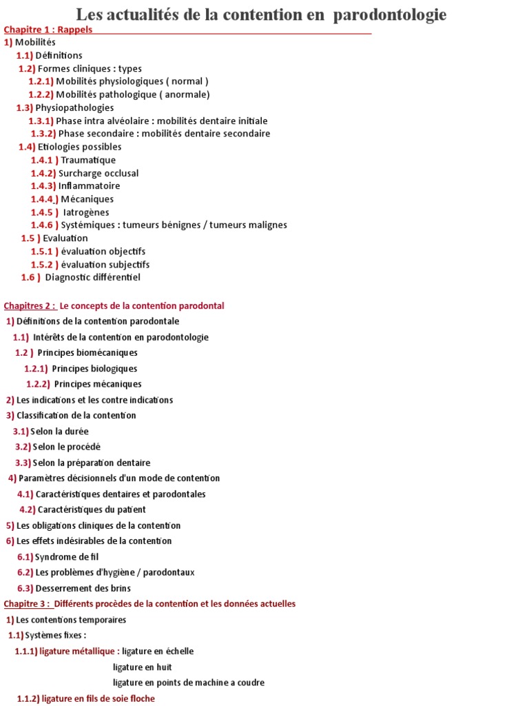 Les Actualités de La Contention en Parodontologie 1 | PDF | Sciences de ...