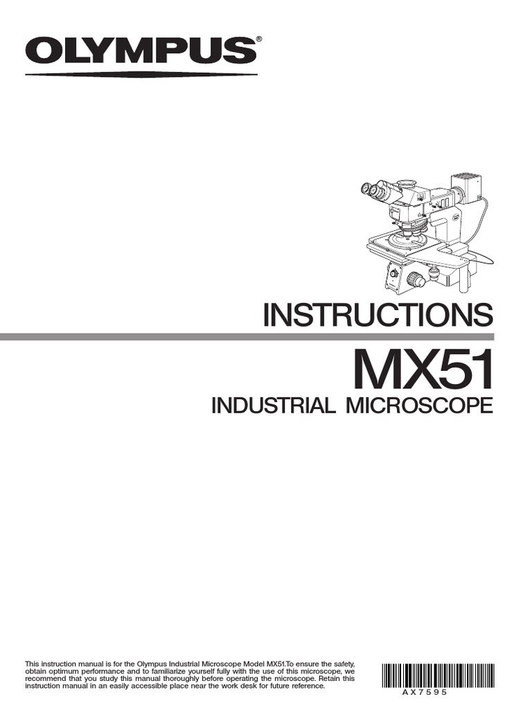 Olympus MX51 Industrial Microscope Manual | PDF | Electromagnetic ...