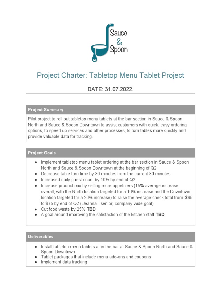 Activity Template - Project Charter | PDF | Menu | Business