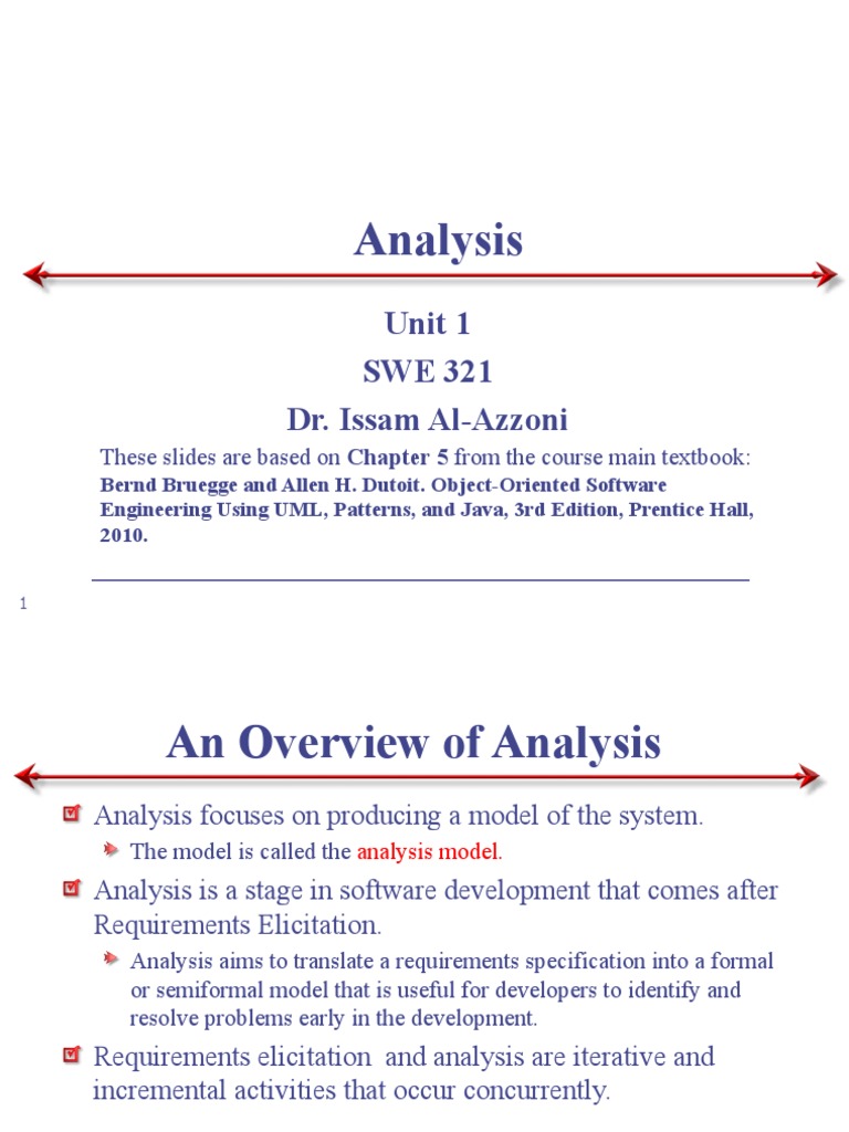 Analysis: Unit 1 SWE 321 Dr. Issam Al-Azzoni | PDF | Use Case | Object (Computer Science)