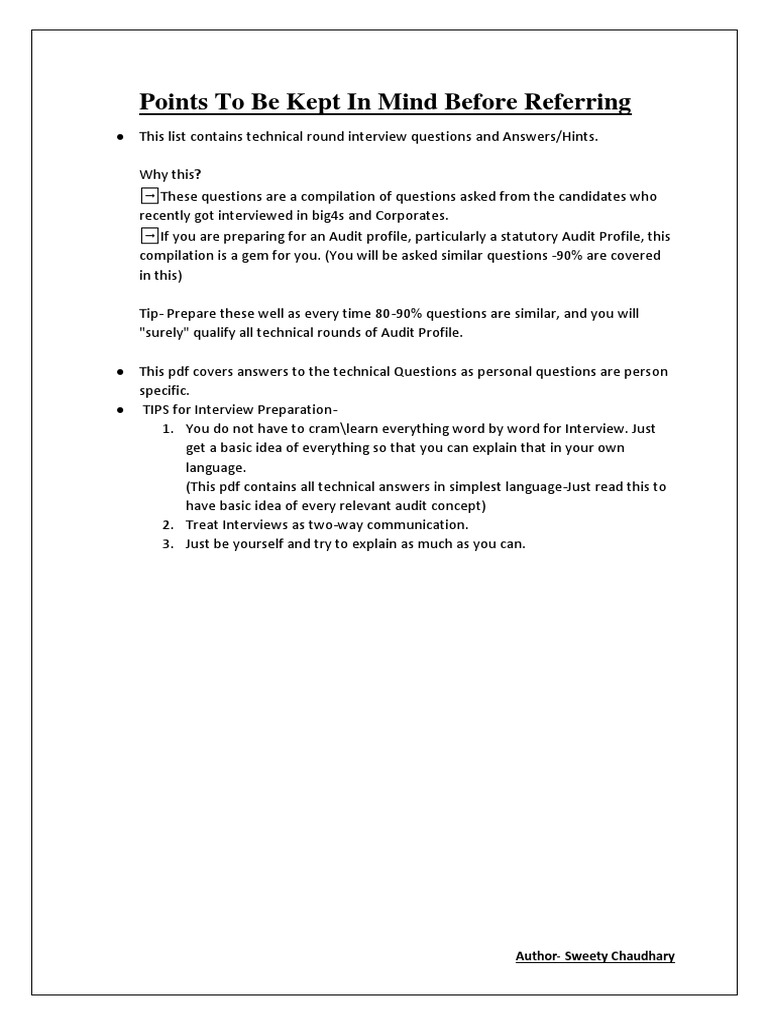 Essential Audit Interview Questions Guide | PDF | Auditor's Report ...