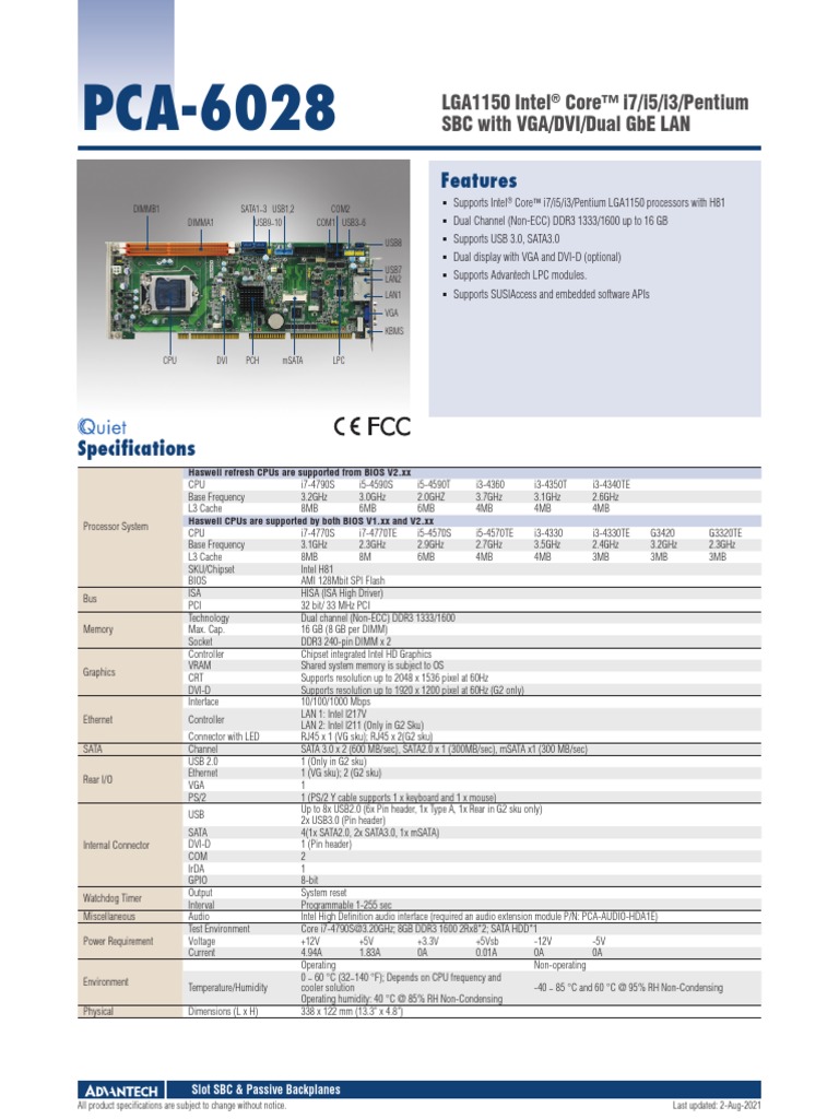 PLACA BASE PCA-6028 | PDF | Information And Communications Technology | Physical Layer Protocols