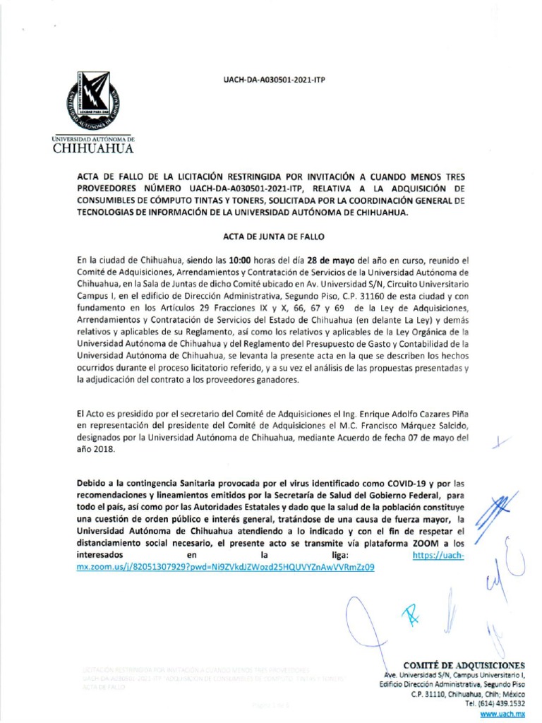 Acta de Fallo UACH-DA-A030501-2021-ITP | PDF