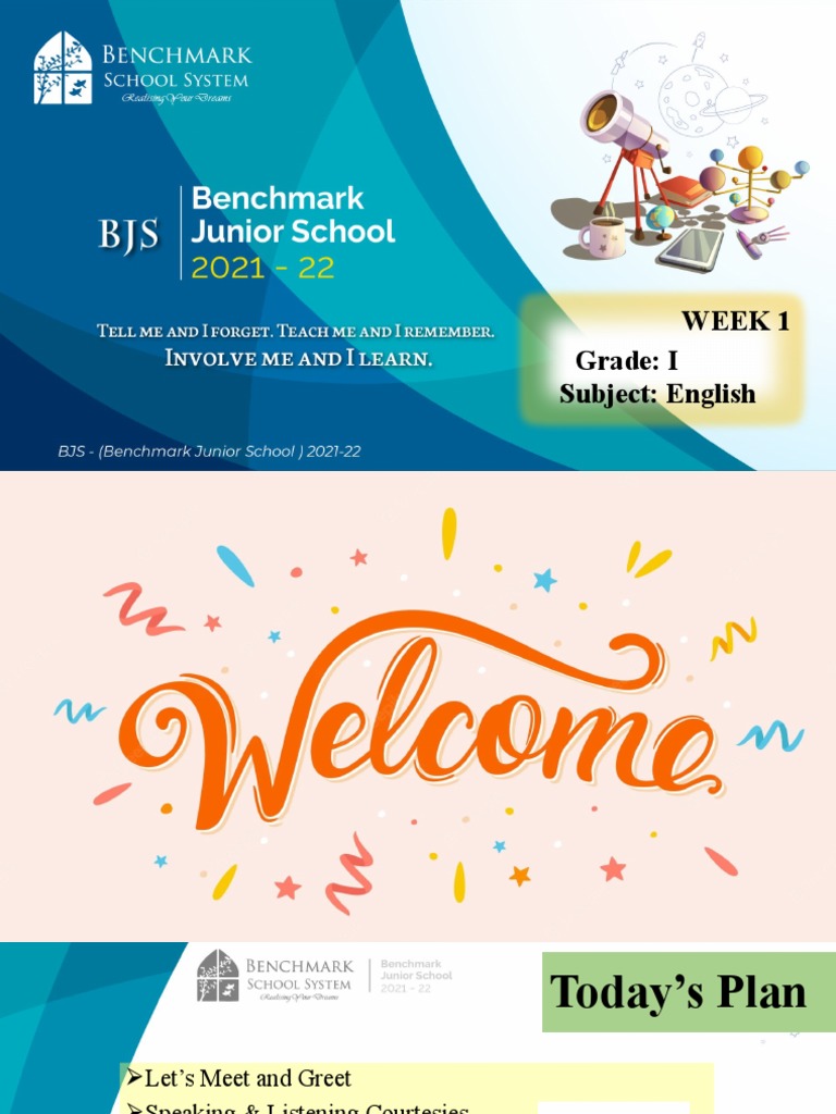 Week 1 Grade: I Subject: English | PDF | Classroom | Teachers