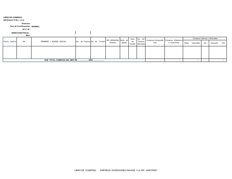 Modelo Libro de Compra Iva 2022 | PDF