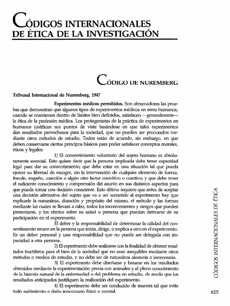 CODIGO NUREMBERG v108n (5-6) p625 | PDF | Experimentar | Libertad