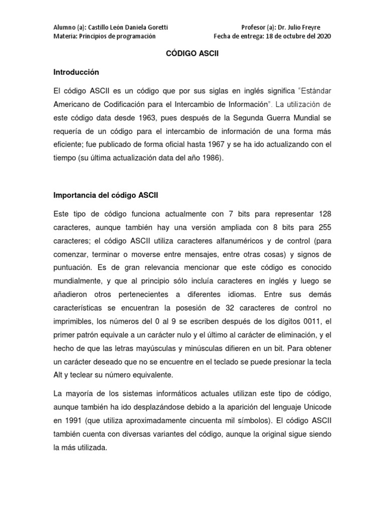 Codigo ASCII | PDF | Ascii | Informática