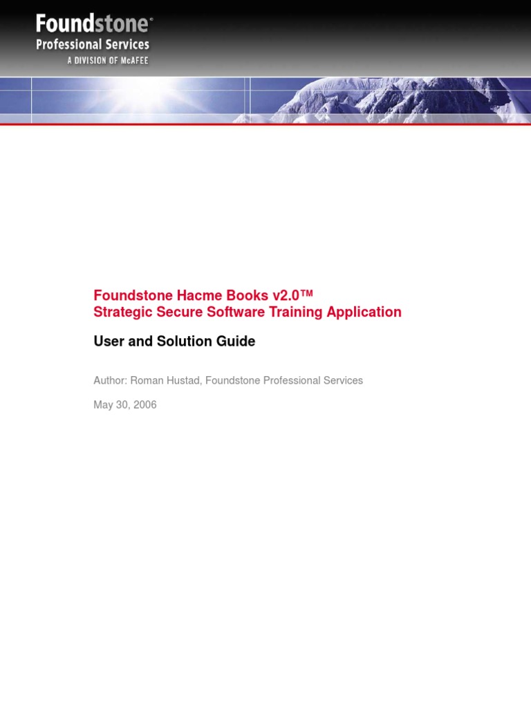 Foundstone Hacme Books User and Solution Guide V2.0e | PDF ...