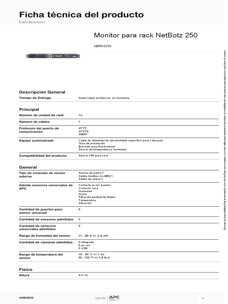 NetBotz 200 - NBRK0250 | PDF | Ciencias de la Computación ...
