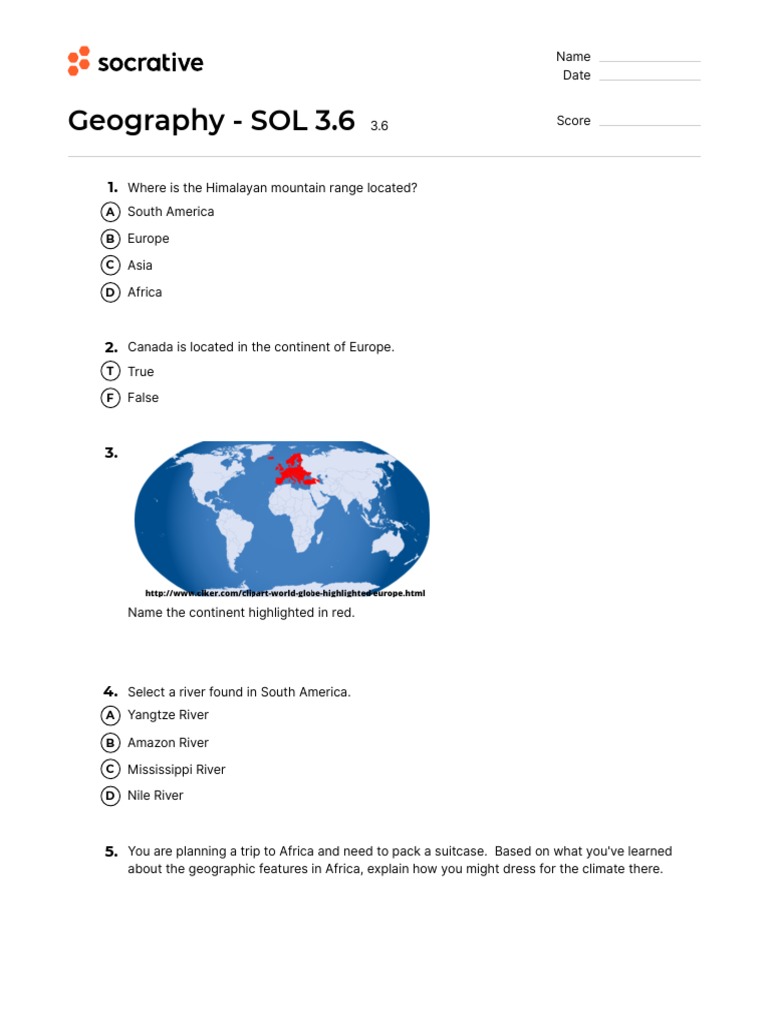 Quiz Geography - Sol 3 | PDF