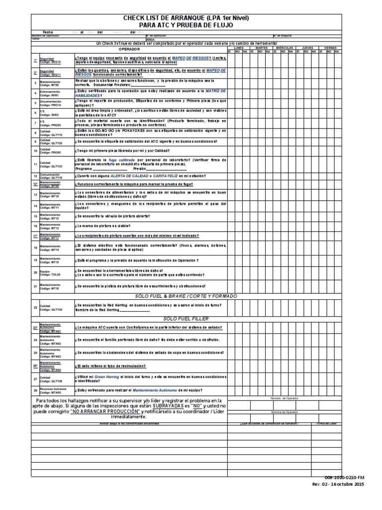 009-1020-0210-FM Rev 02 Checklist de Arranque LPA Level 1 ATC y Prueba ...