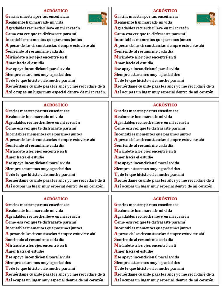 Letras Del Acrostico | PDF