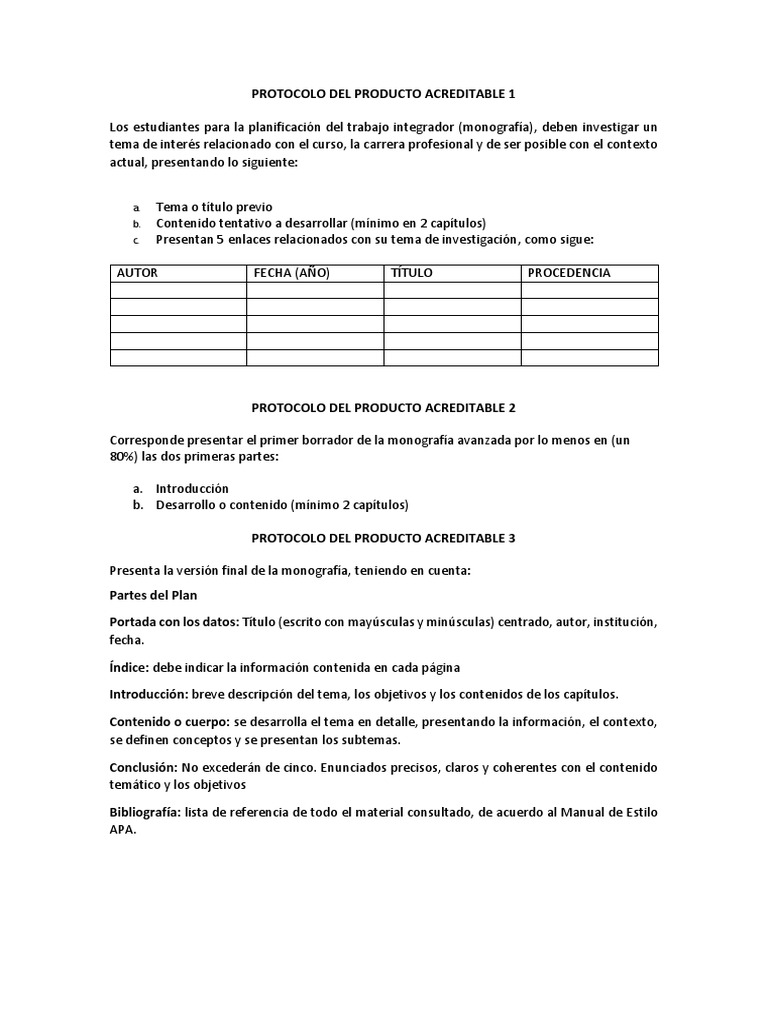 Instructivo Productos Acreditables 1-2-3 | PDF | Bibliografía