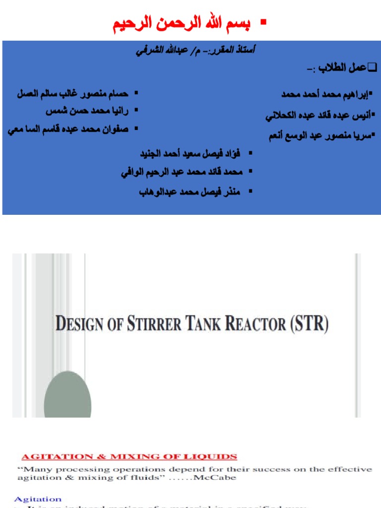 Equipment Design (CSTR) | PDF
