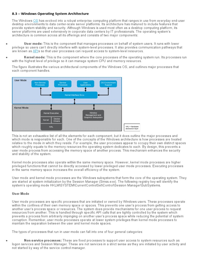 8.3 - Windows Operating System Architecture | PDF | Kernel (Operating ...