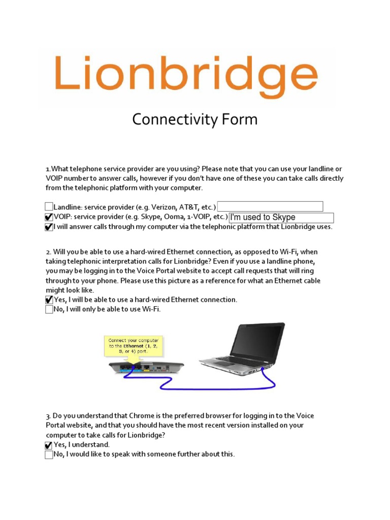 Connectivity Screening Form | PDF | Internet | Voice Over Ip