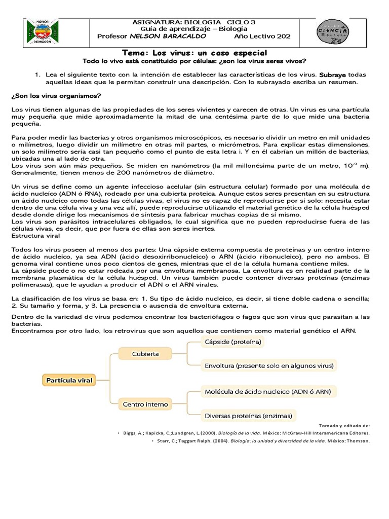 Guia Biologia y Quimica VIRUS | PDF | Virus | Biología Celular)