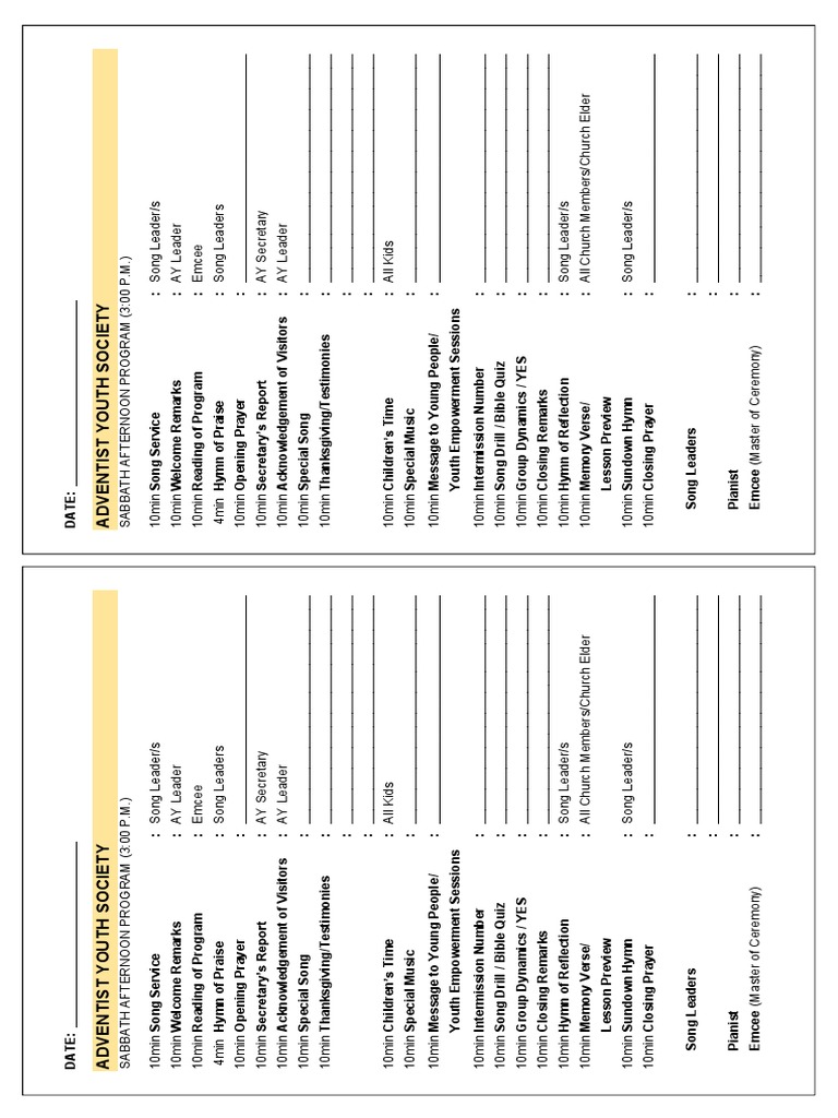 AY Program | PDF | Christian Movements | Adventism