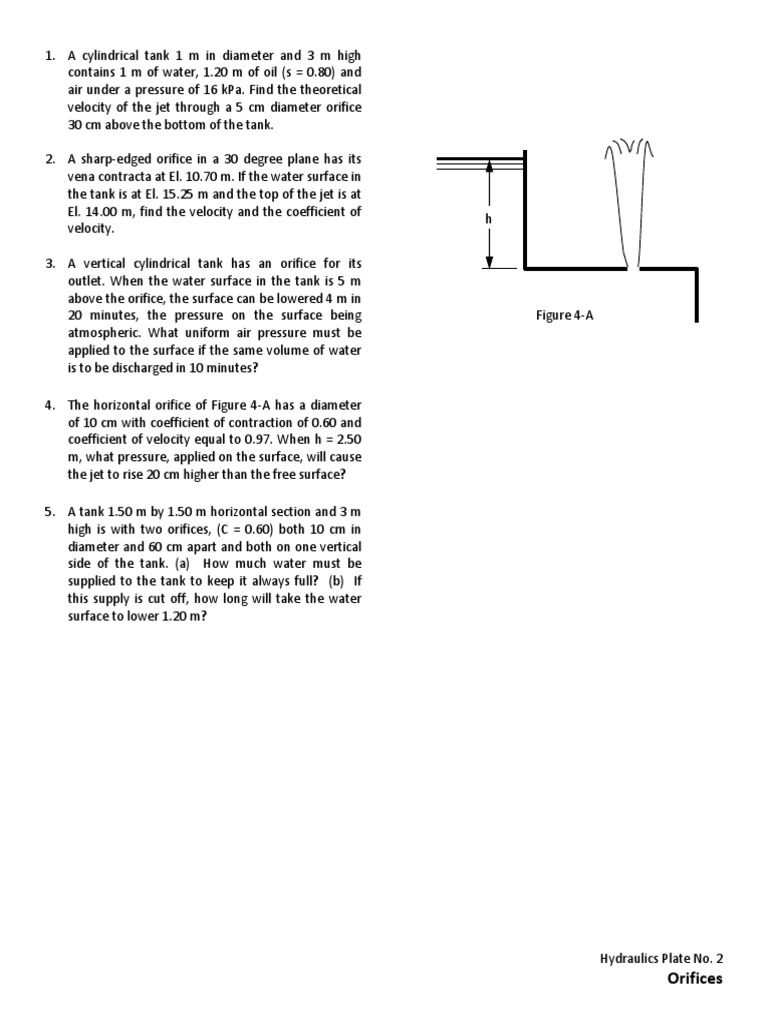 Hydraulic Calculations Involving Orifices and Tanks | PDF
