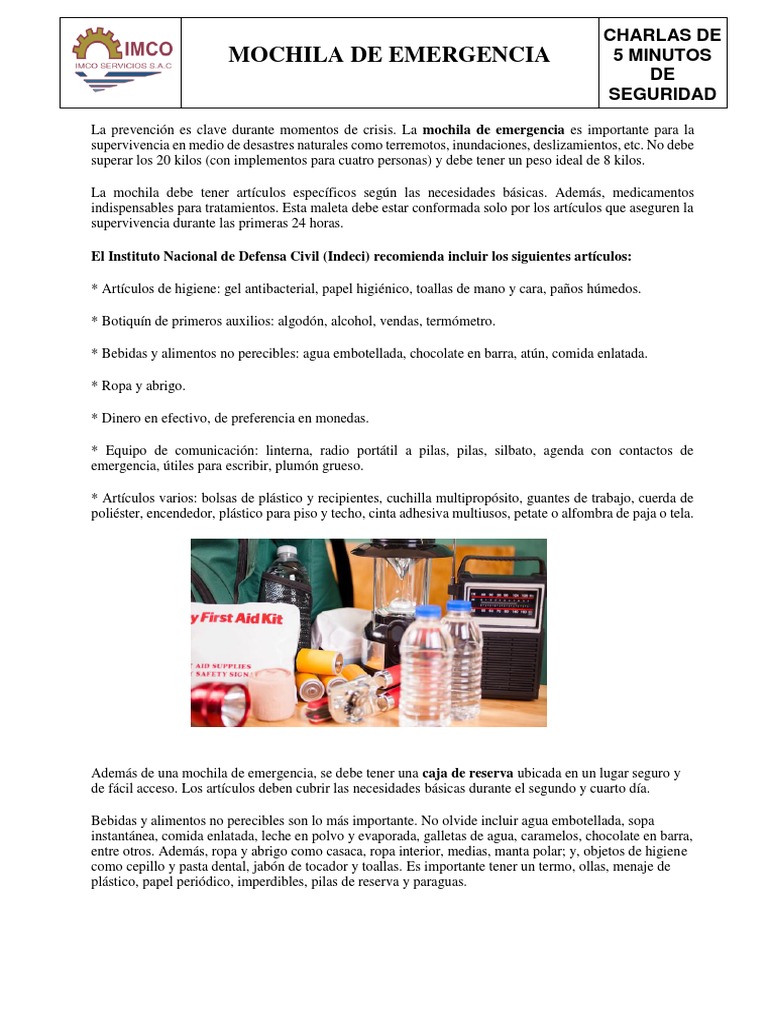 Mochila de Emergencia | PDF