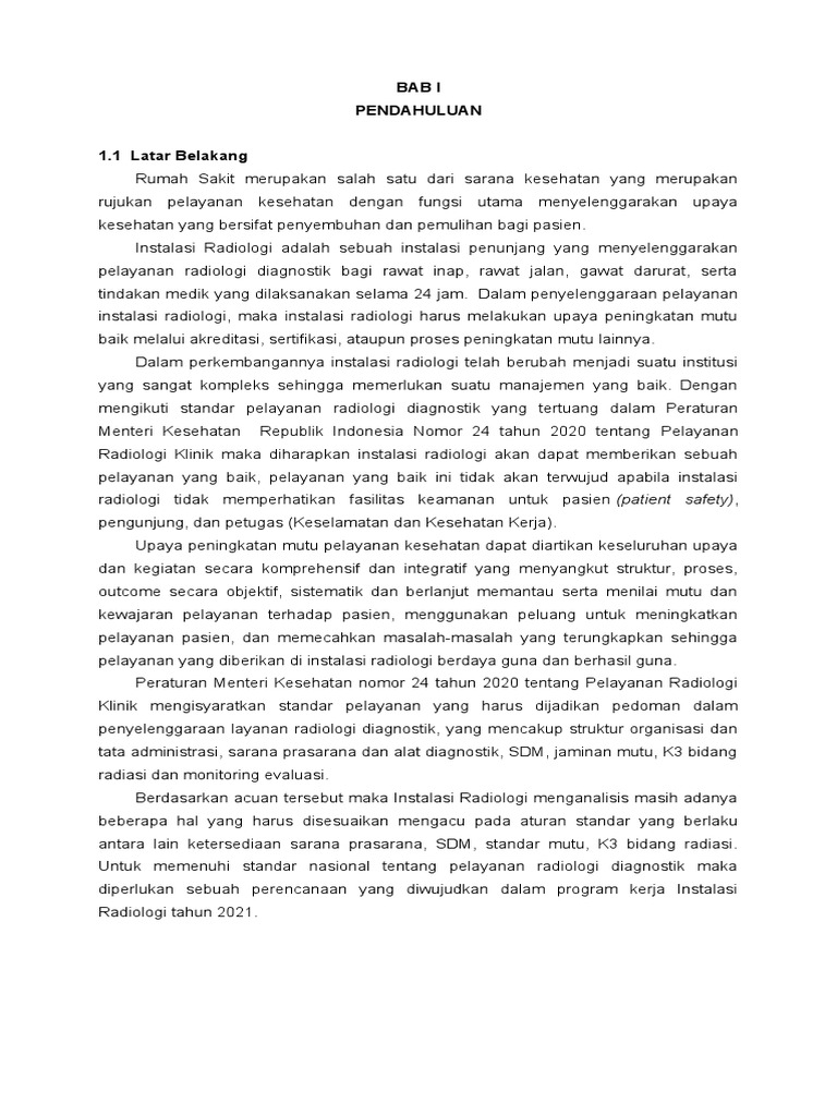 Program Kerja Instalasi Radiologi RSBM 2021 FINAL | PDF